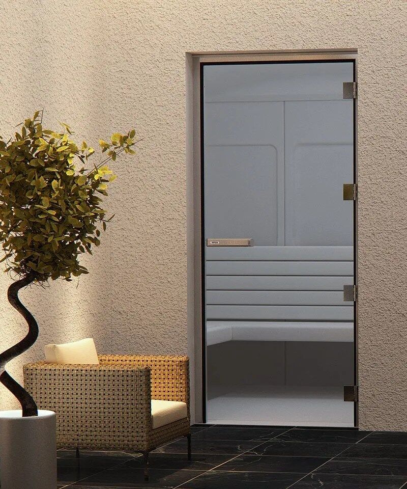 Steam Door 900mm Aluminium Frame Bronze Glass Left Hung - Revive ...
